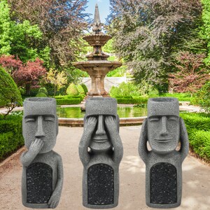 Set of 3 Funny People Garden Statue, Handcraft People Shaped Solar ...