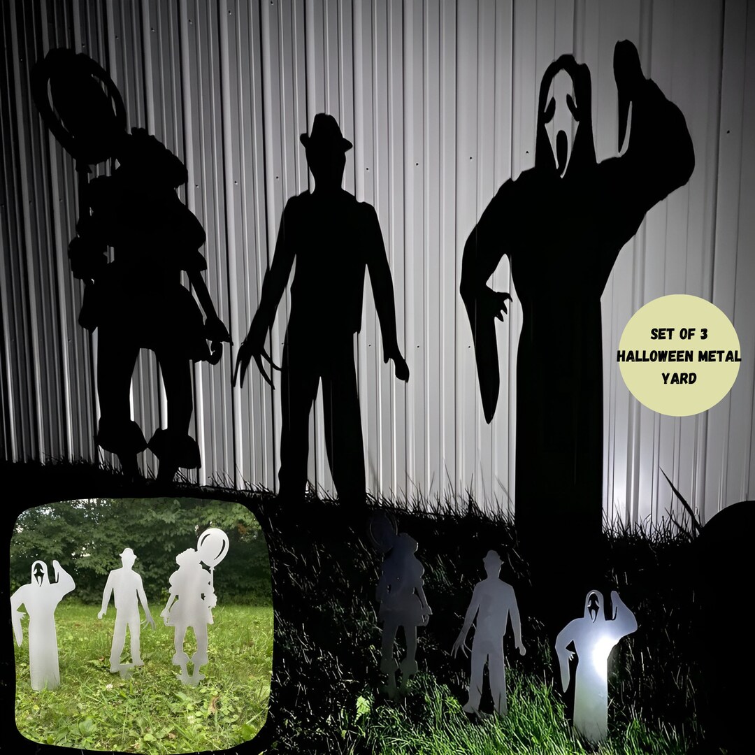 Set of 3 Metal Horror Movie Ghost Garden Stake Halloween - Etsy