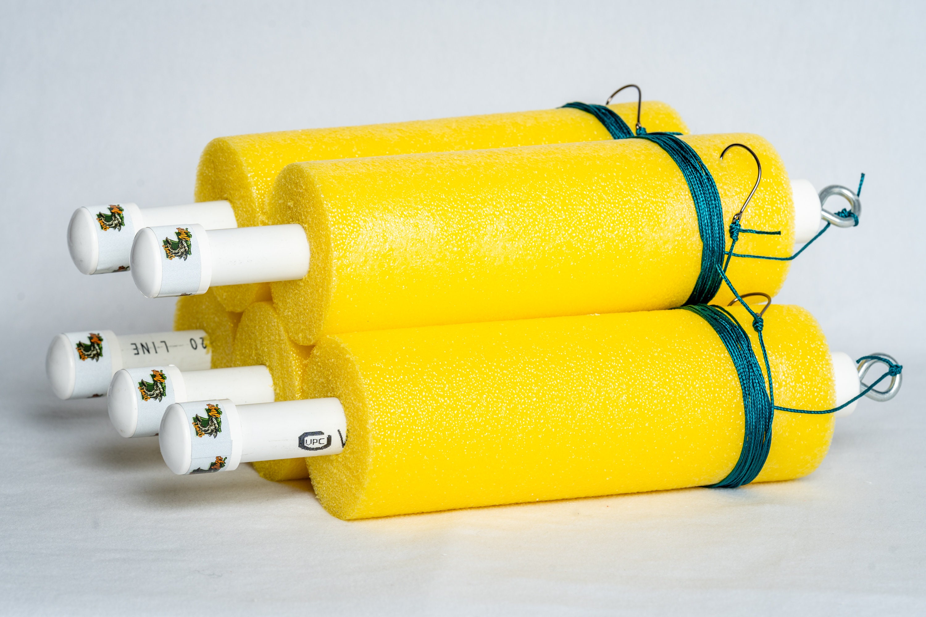 JUMBO Fishing Noodles Set of 5 Yellow 10ft Line/circle Hook | Fishing ...