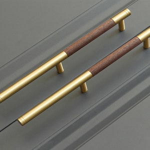 10 12.7 Pure Copper Wood High-grade Long Cabinet Handles Pulls Knobs ...