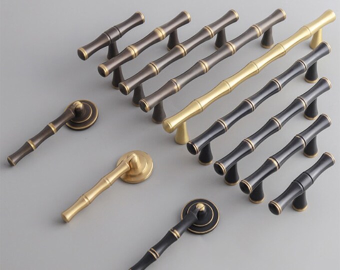 6.25 Bamboo Cabinet Handle Pull Drawer Pulls Handles Knob Antique Black ...