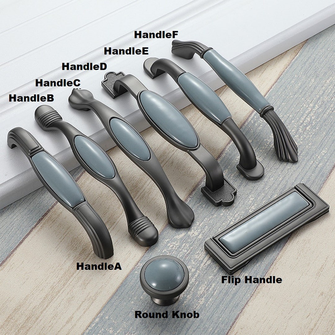 3.75" 5" Blue Modern Cupboard Drawer Pulls Handles Ceramic Kitchen ...