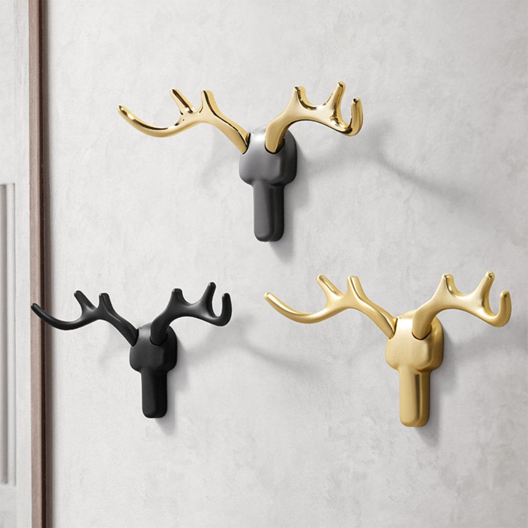 Creative Deer Horn Clothes Hooks Single Gold Concealed Screw Porch Wall ...