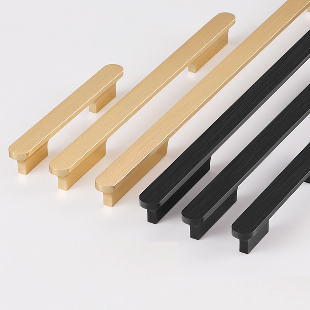 31.5 Extra Long Black Gold Bar Cabinet Pulls Handles Kitchen Drawer ...