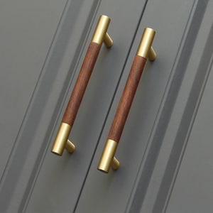 10 12.7 Pure Copper Wood High-grade Long Cabinet Handles Pulls Knobs ...