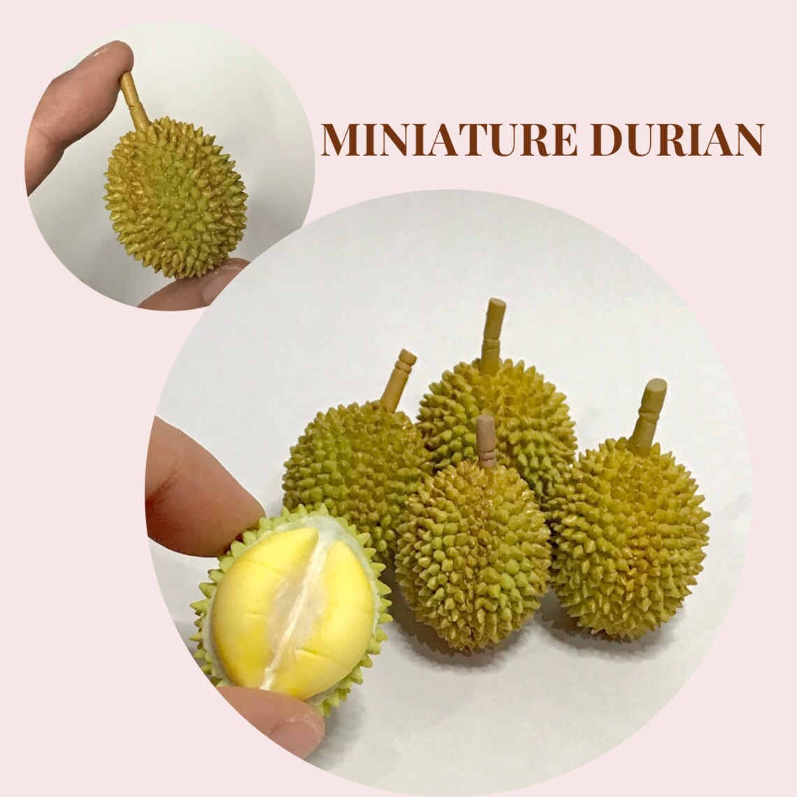 Mini Durian, Miniature Durian, Fruit for Dollhouse, Handmade Miniatures ...