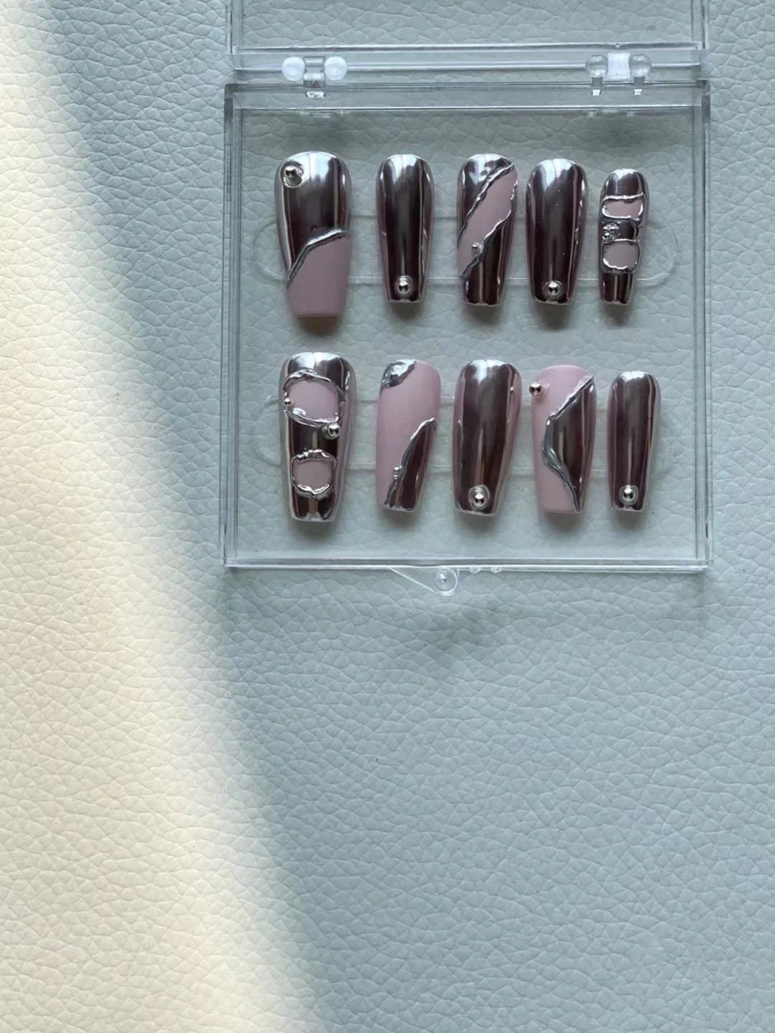 Pink Mirror-light Pink Nails Silver Mirror Effect Cool Press - Etsy