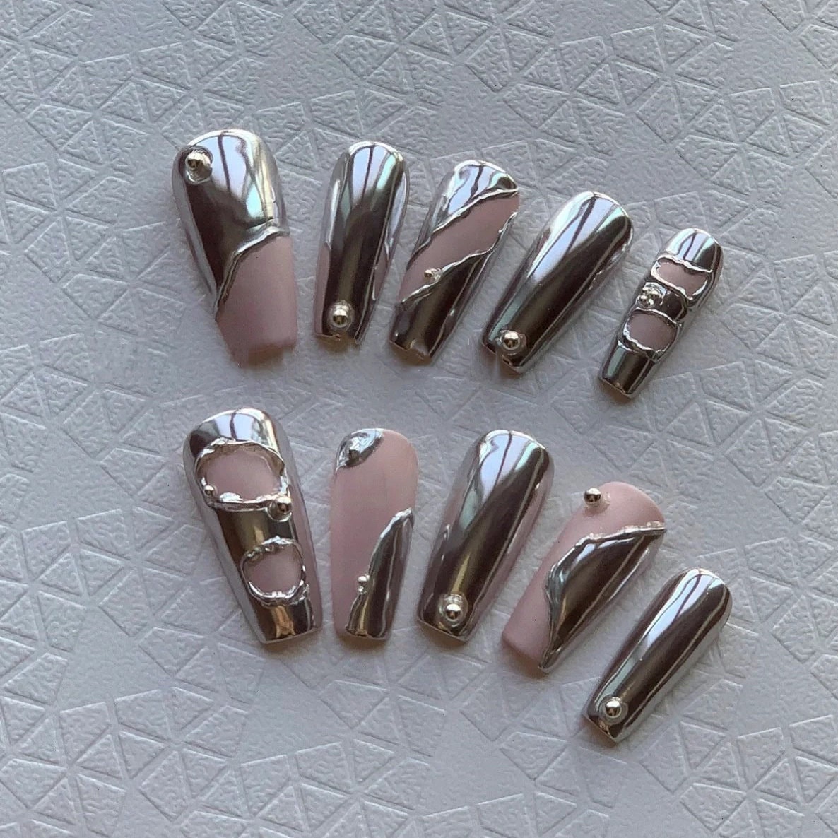 Pink Mirror-light Pink Nails Silver Mirror Effect Cool Press - Etsy