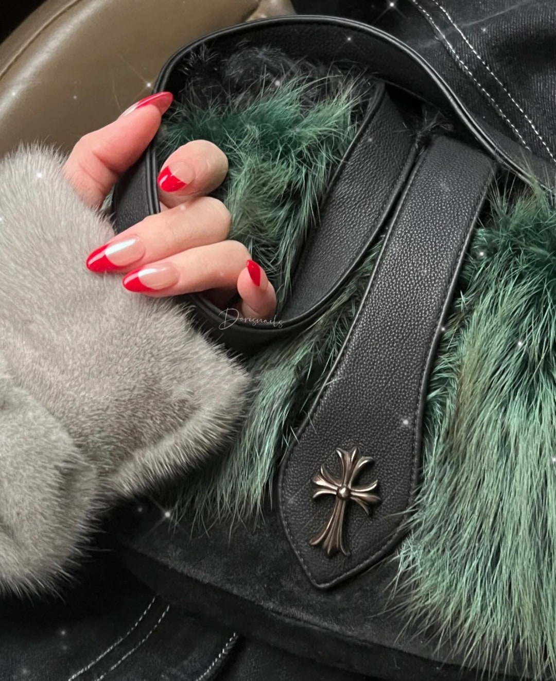 Minimalist Style Ruby Red French Tip Nails Short Oval Real Tiger Gloss ...