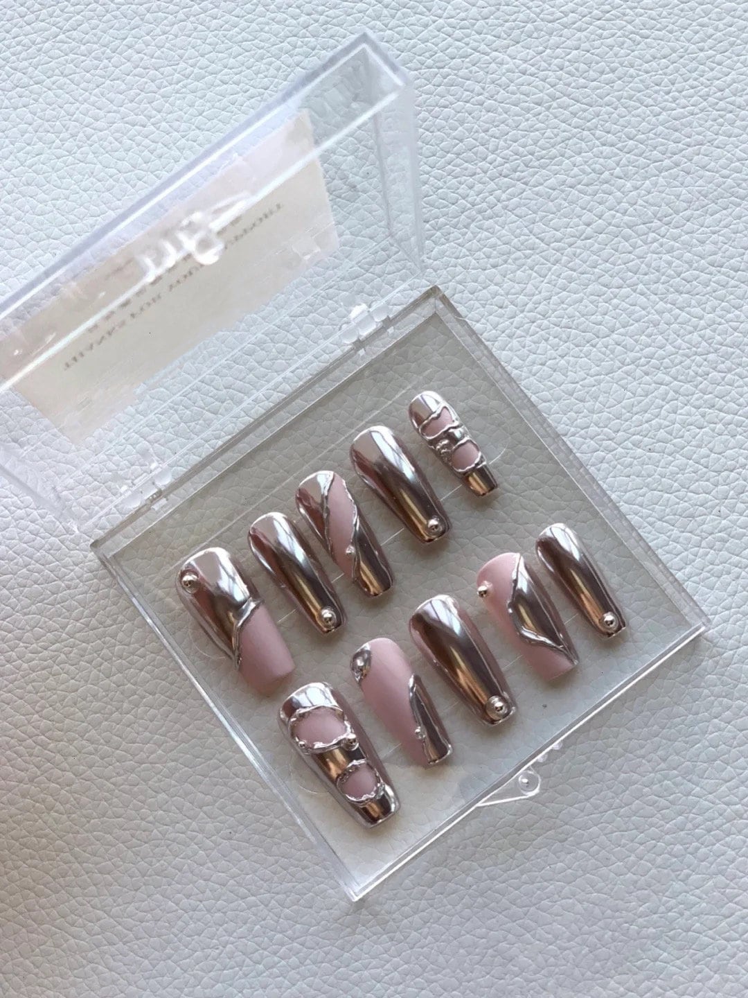 Pink Mirror-light Pink Nails Silver Mirror Effect Cool Press - Etsy