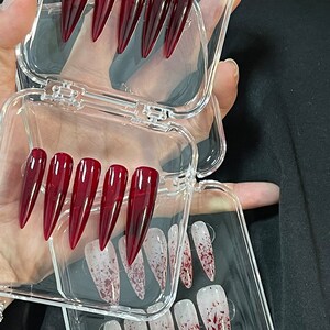 Sanguineous Song-blood Red Clear Gel Minimalist Style Handmade Pointy ...