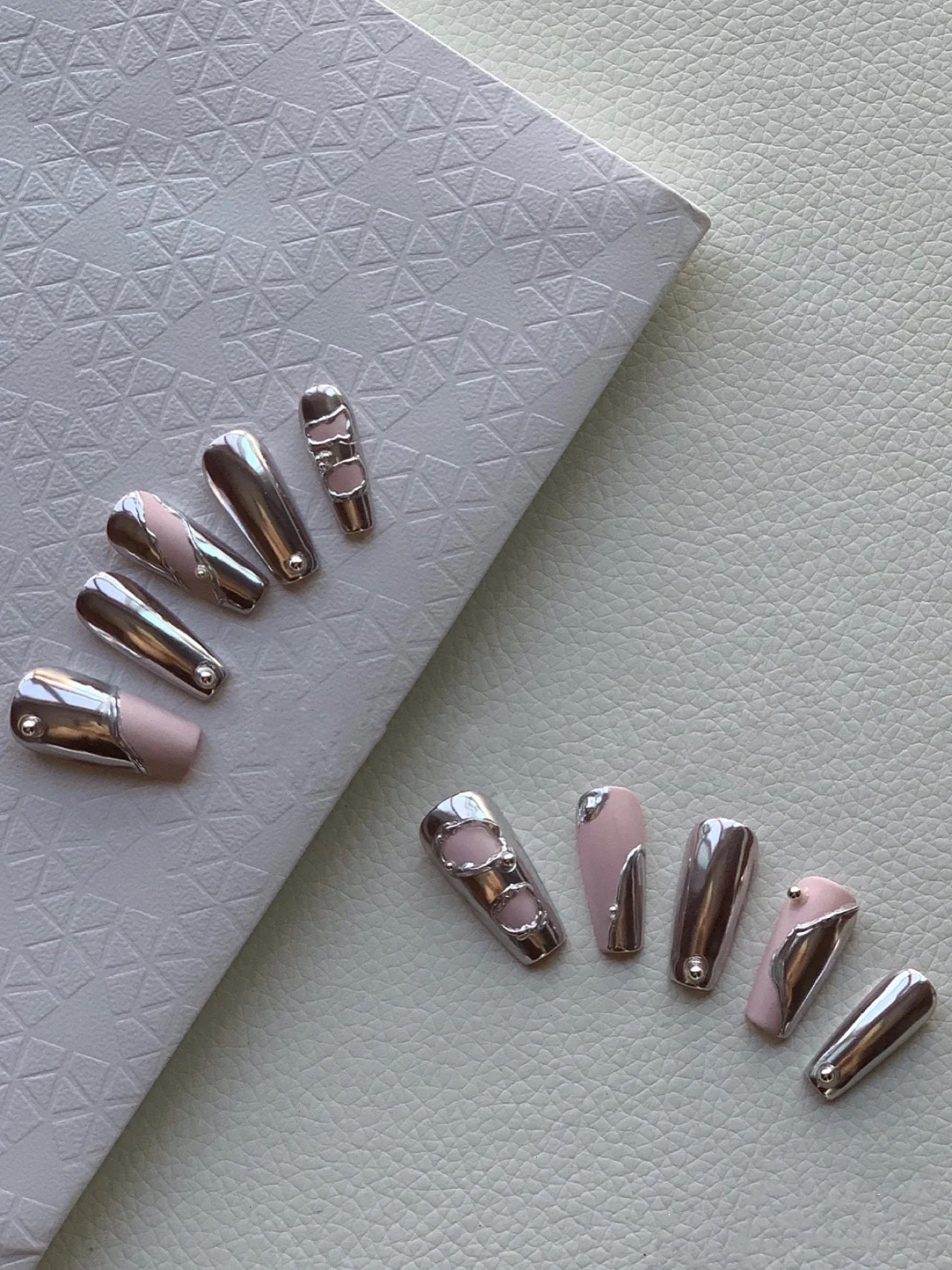 Pink Mirror-light Pink Nails Silver Mirror Effect Cool Press - Etsy