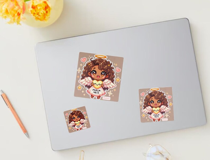 Shalom Kawaii Angel Sticker | Psalm 46:5 | Cute Little Girl Anime Style ...