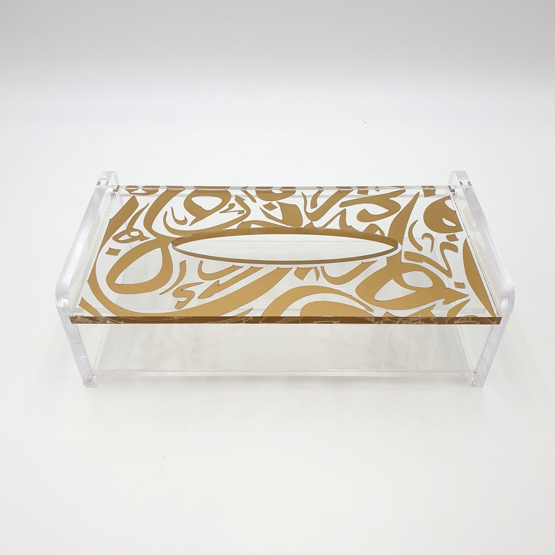 Acrylic Tissue Box With Gold Calligraphy - Etsy