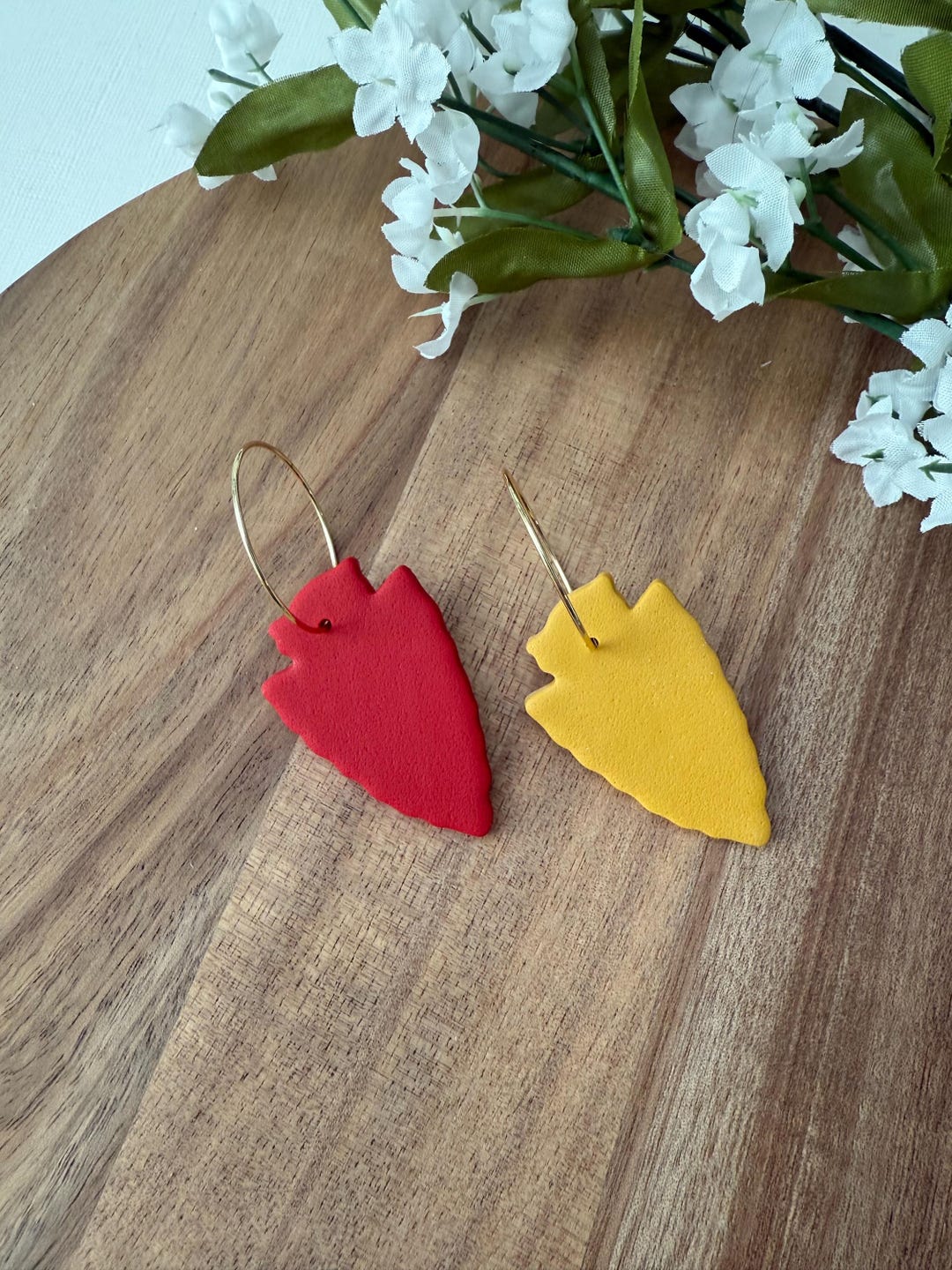 KC Chiefs Large Arrowhead Hoop Earrings | Polymer Clay Earrings ...