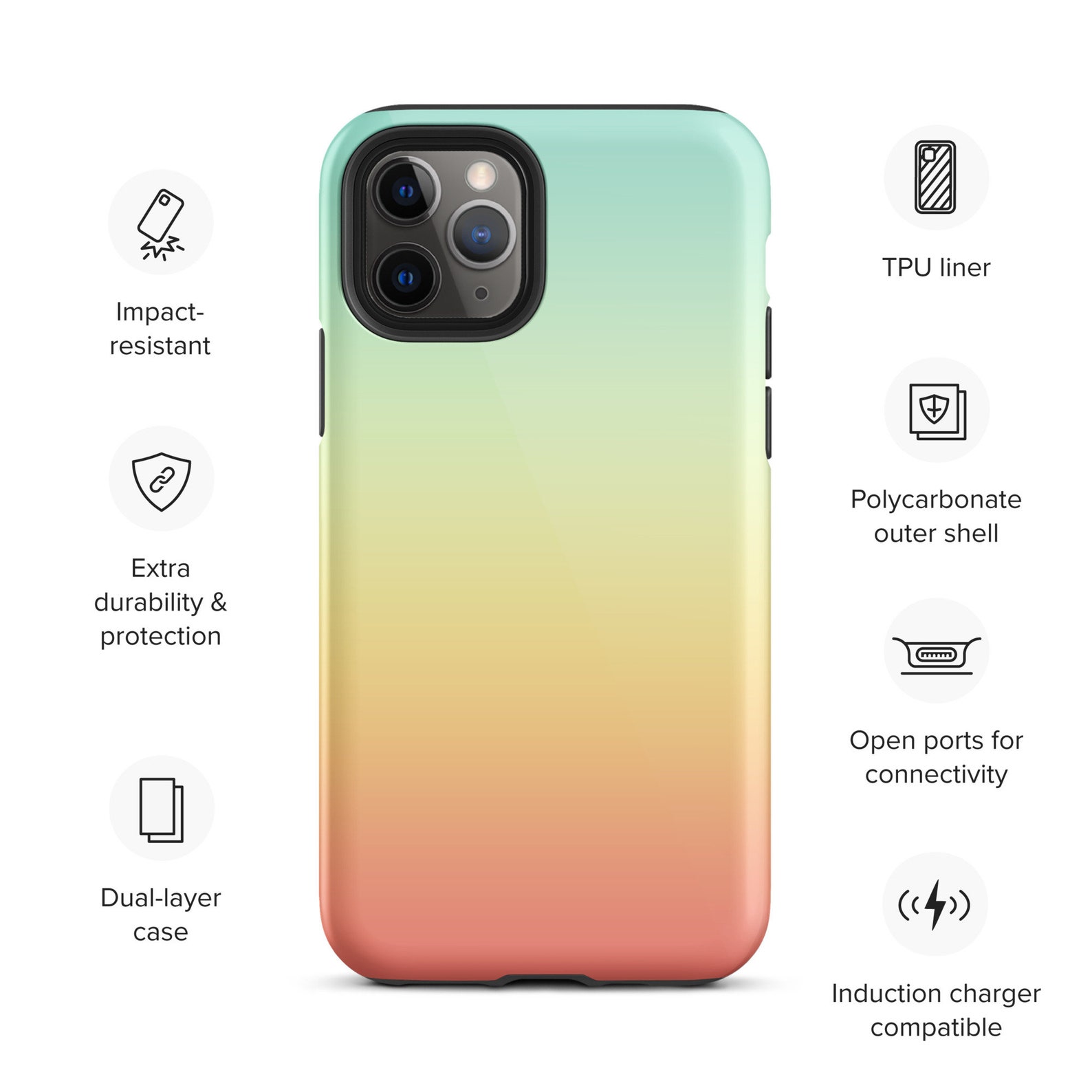 Simple Gradient Stylish Red Orange Yellow Blue Lime Tough Case - Etsy