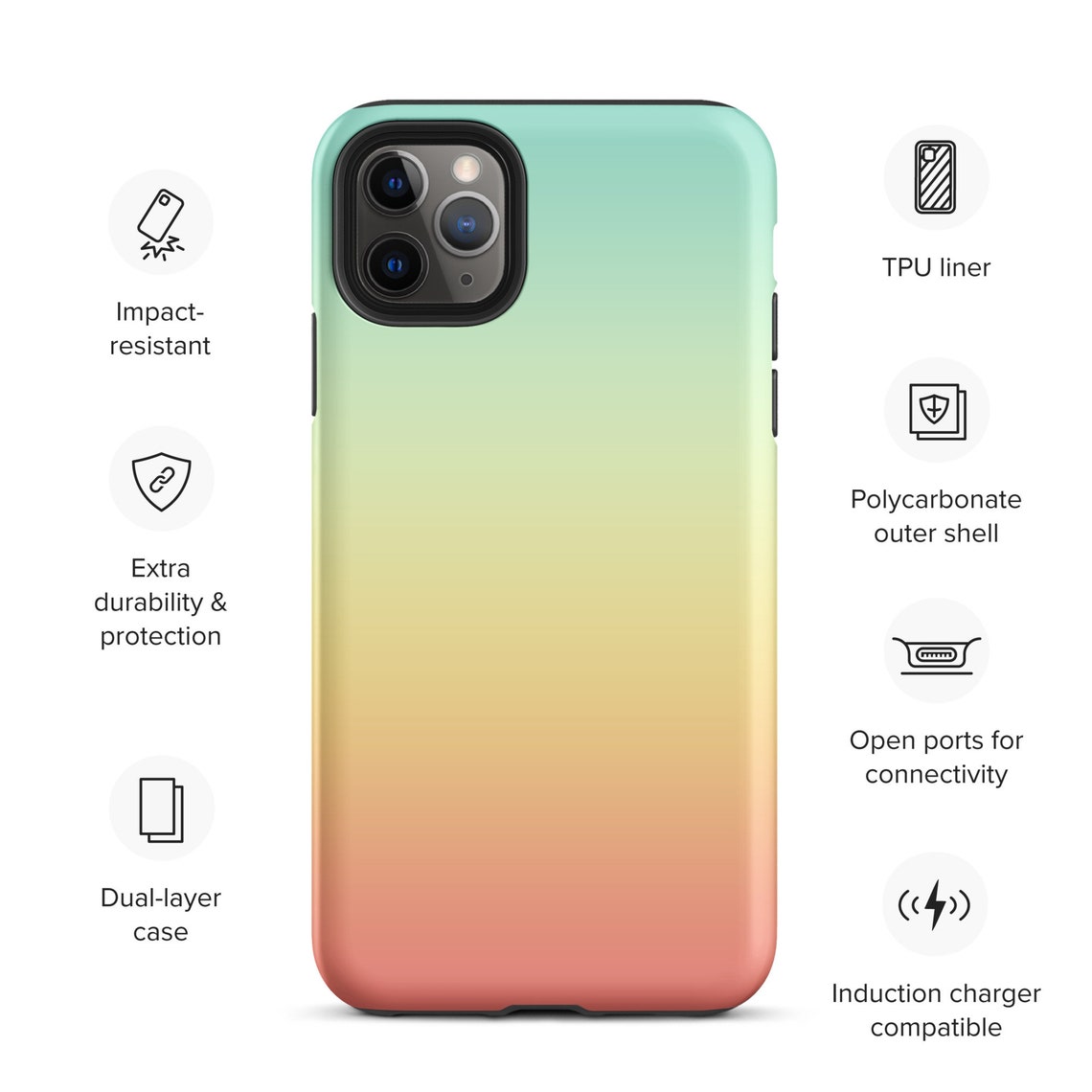 Simple Gradient Stylish Red Orange Yellow Blue Lime Tough Case - Etsy