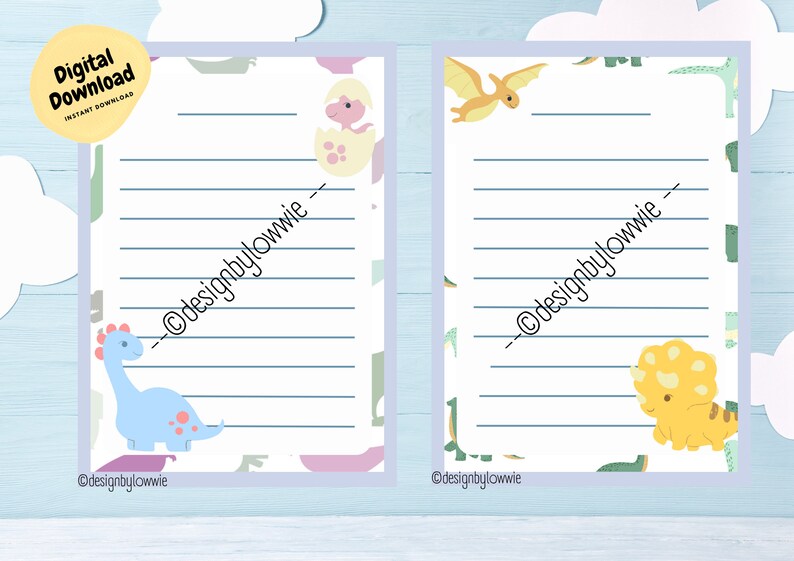 Dinosaur Themed Letter Writing Paper for Kids Children | 8 Designs | A4 ...