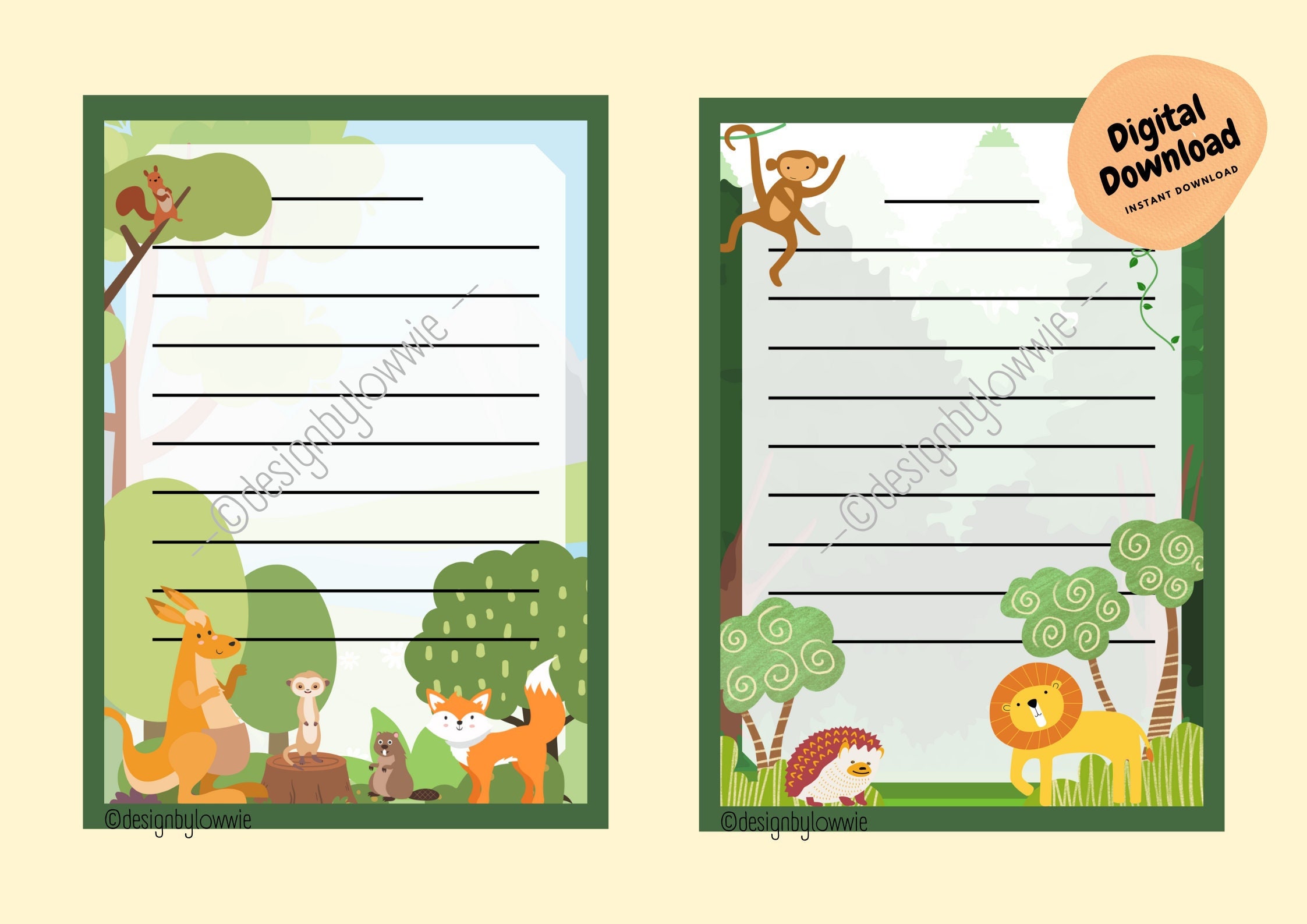 Animal Writing Paper Template
