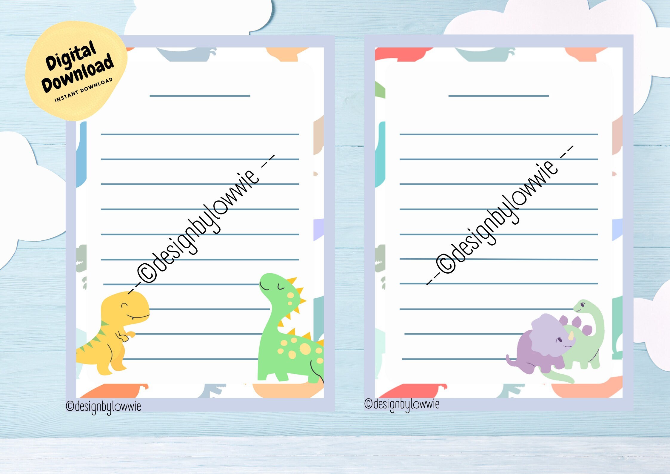Dinosaur Themed Letter Writing Paper for Kids Children | 8 Designs | A4 ...