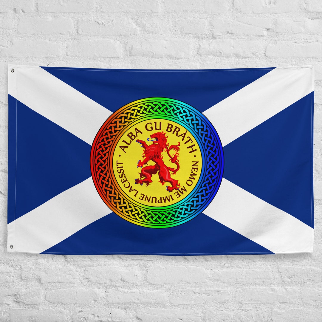 Alba Gu Brath Lion Rampant Rainbow Knot on Scottish Saltire Flag - Etsy
