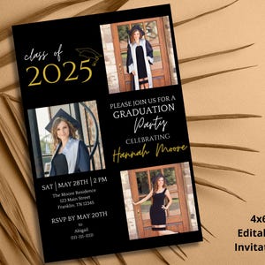 4x6 Graduation Invitation Template, Grad Announcement, Graduation Party ...