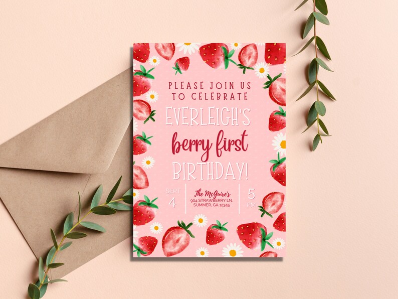 Berry First Birthday Invitation Berry 1st Birthday - Etsy