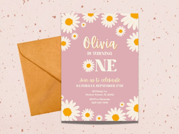 Daisy Invitation Daisy Birthday Invitation Template 1st - Etsy