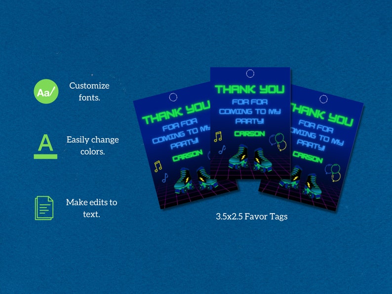 Roller Skate Party Favor Tag Template Roller Skate Favor Tag - Etsy