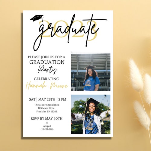 Graduation Invite Elegant Grad Invite Acrylic Graduation - Etsy