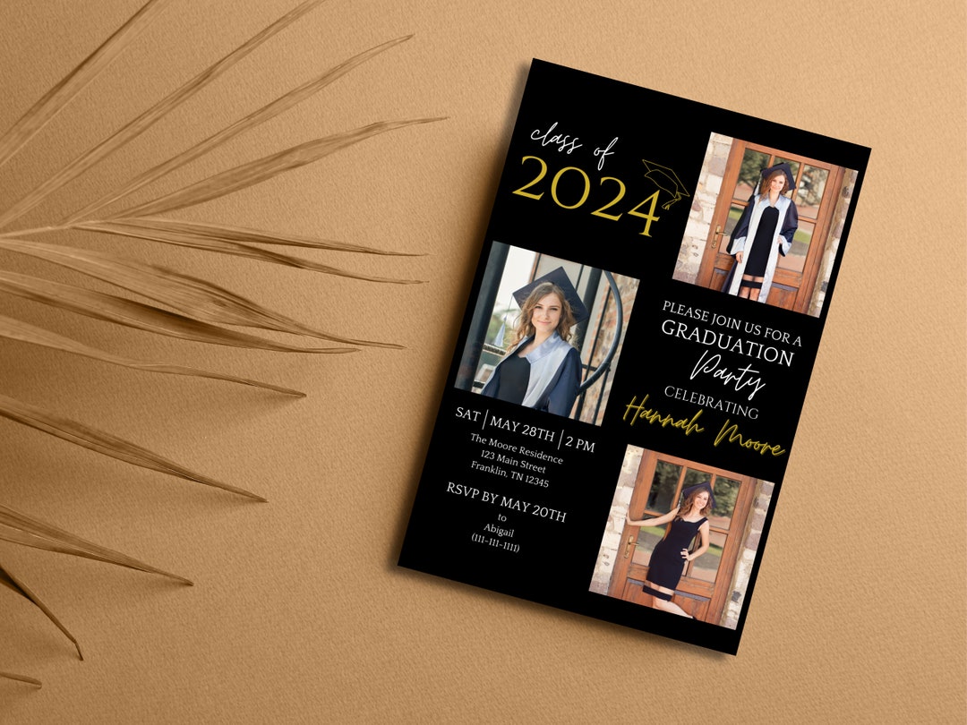 4x6 Graduation Invitation Template, Grad Announcement, Graduation Party ...