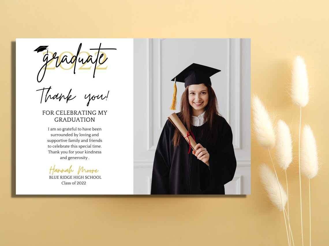 Graduation Thank You Card Thank You Graduation Card Photo - Etsy