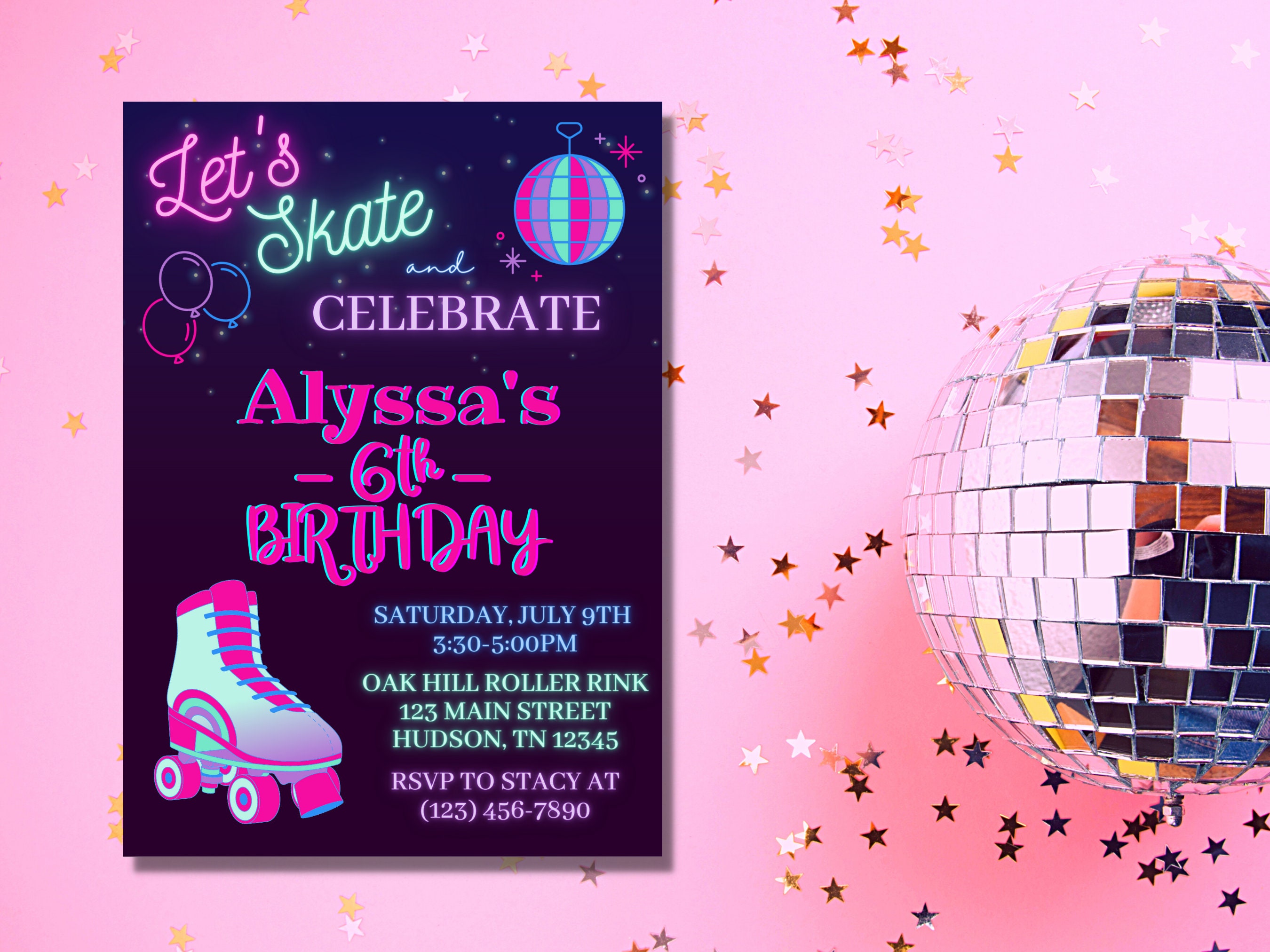 Roller Skating Invitation Blank Template