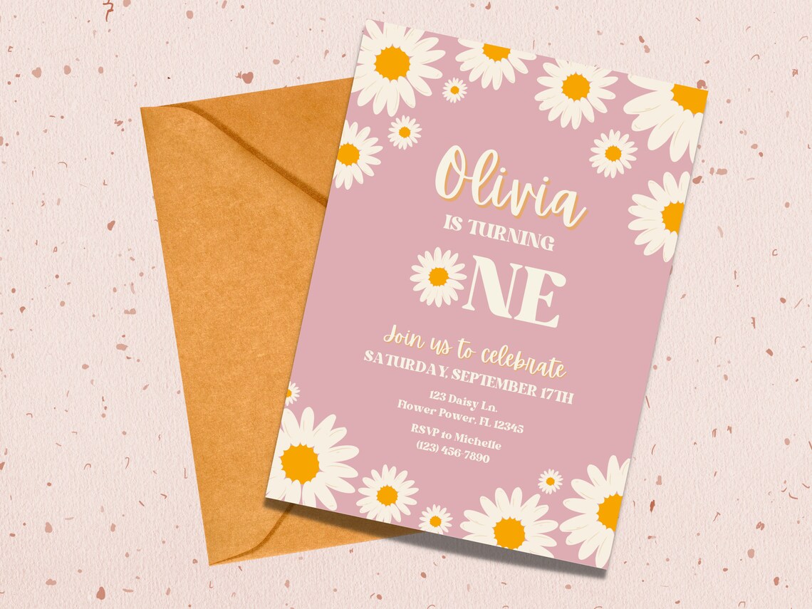 Daisy Invitation Daisy Birthday Invitation Template 1st - Etsy