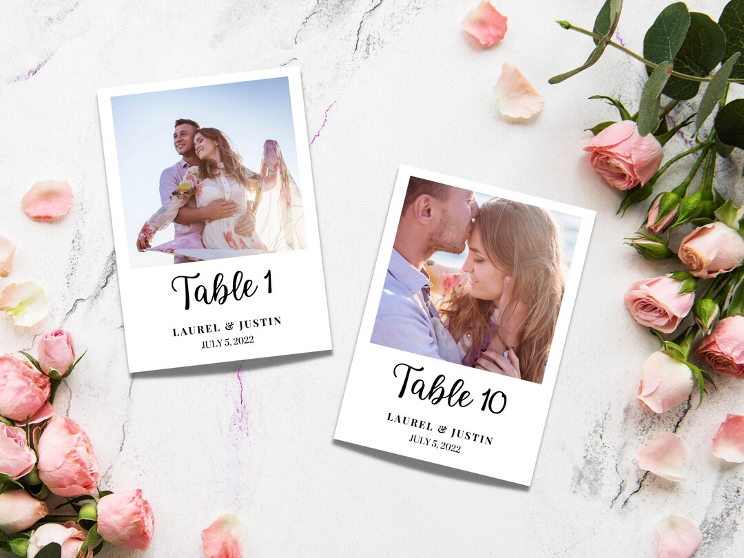 Wedding Table Numbers Template With Photos, Digital Download, Instant ...