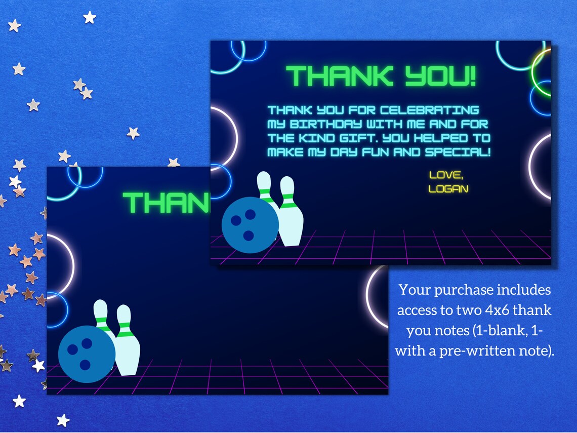 Bowling Party Thank You Card Bowling Thank You Card Bowling - Etsy