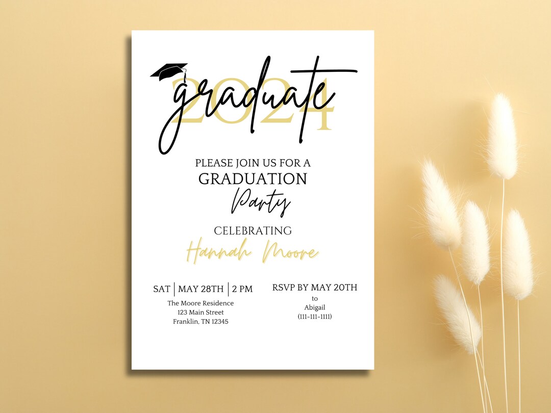 Graduation Digital Invitation Template, Grad Announcement, Graduation ...
