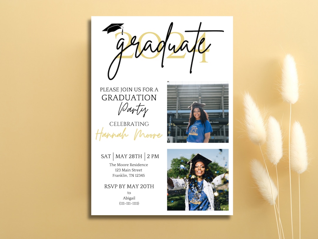 Graduation Digital Invitation Template, Grad Announcement, Graduation ...