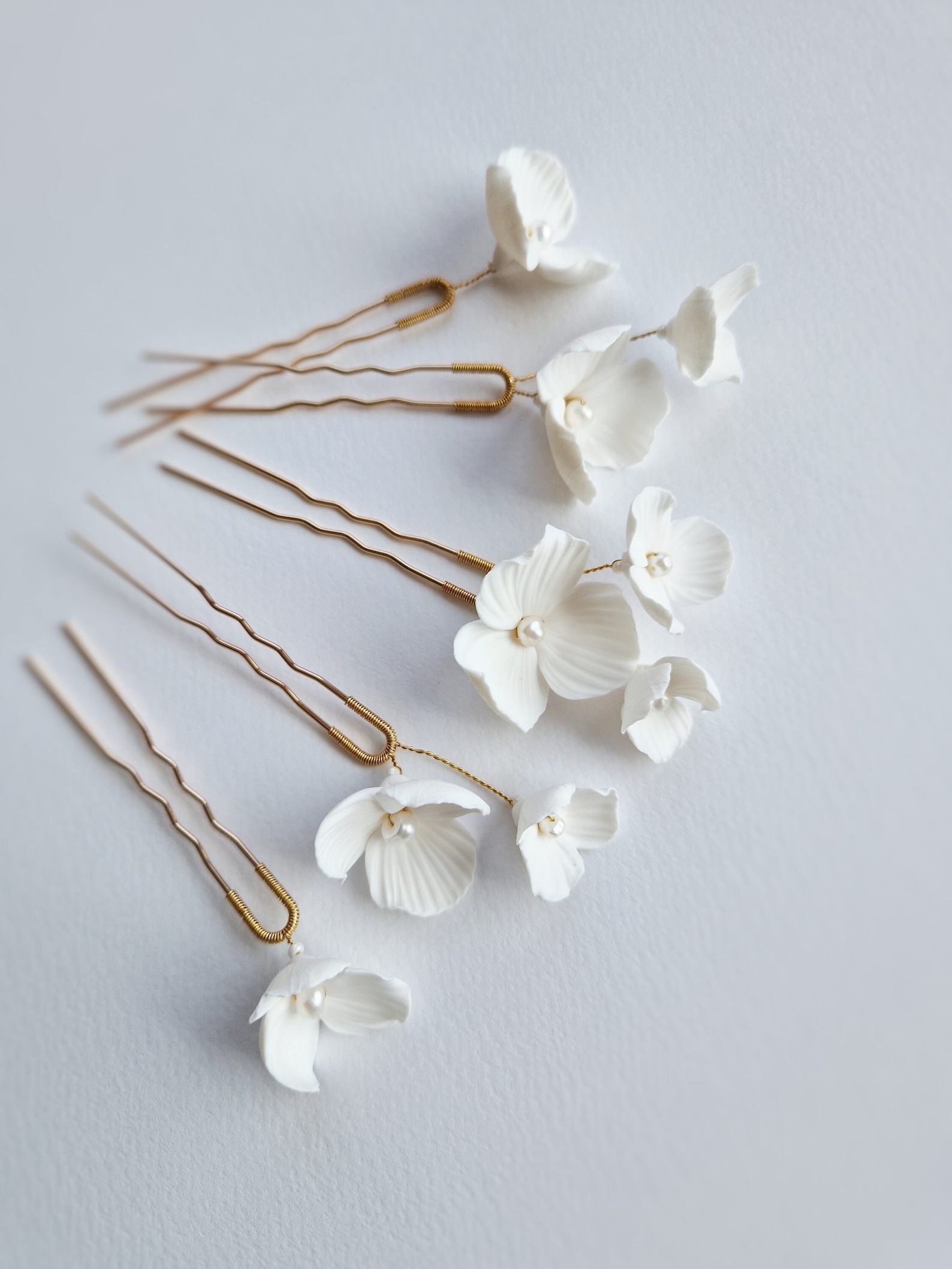 Bridal Flower Hair Pins Porcelain Flower Hair Pins Clay Flower - Etsy