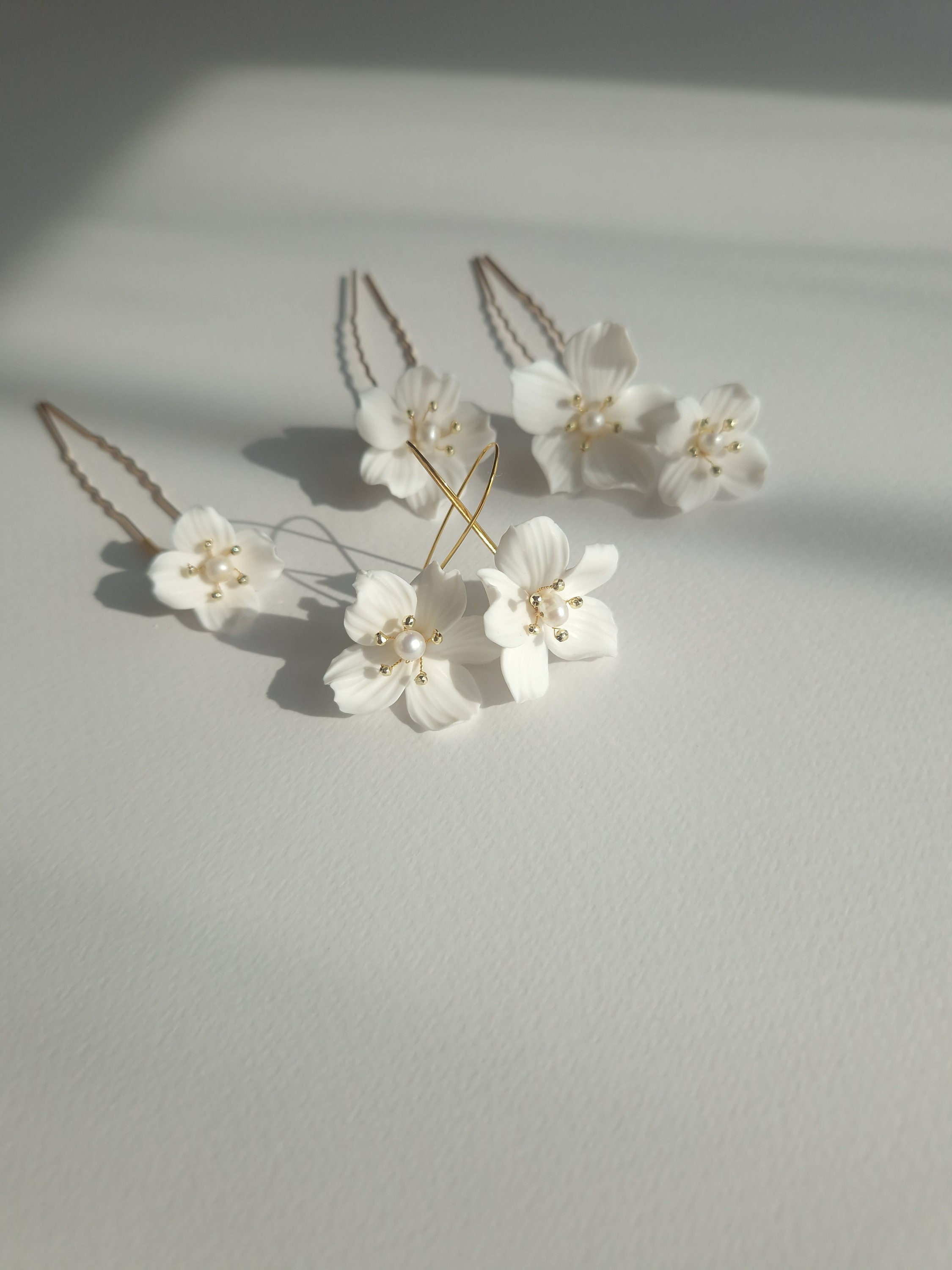 Bridal Flower Hair Pins Set of Hair Pins and Earring Bridal Hair Pins ...