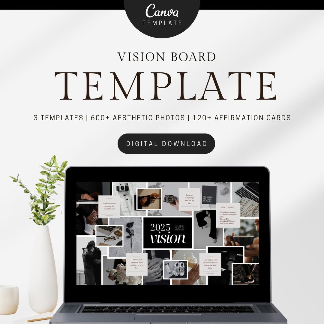 Vision Board Template Canva | Desktop Wallpaper, Poster, Phone ...