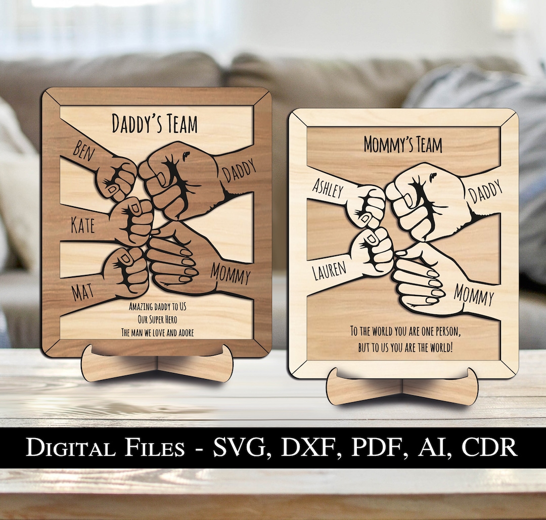 Personalized Family Fist Bump Sign Laser Cut Set of 3 Home Decor Mom ...