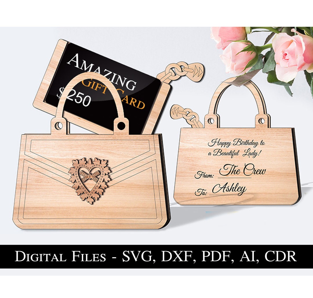 Woman Lady Luxury Handbag Gift Card Money Holder SVG Glowforge, SVG ...