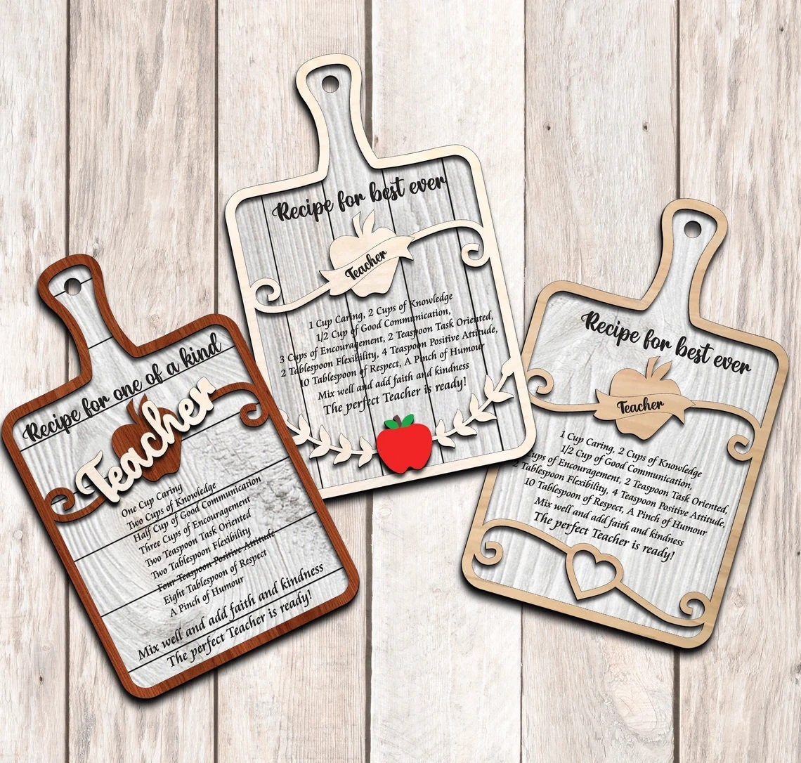 The Perfect Teacher Recipe SVG File Bundle, Teacher Cutting Board 24 ...
