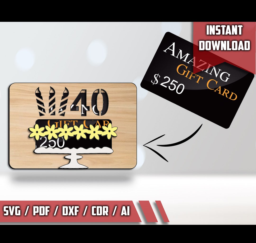 Anniversary Even Birthday Cake Gift Card Holder SVG Glowforge, SVG ...