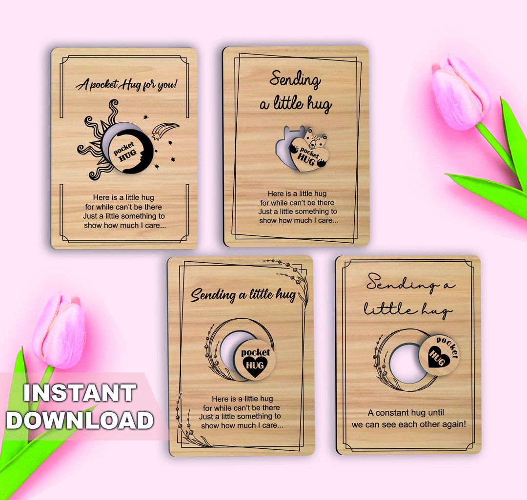 Pocket Hug Card, Sending You Some Love, SVG Laser-ready Cut File ...