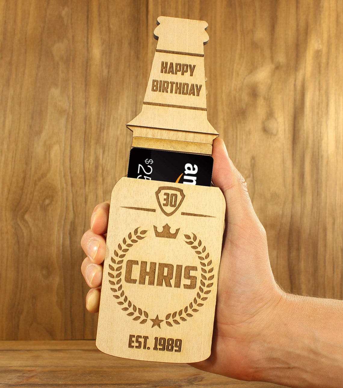 Beer Bottle Gift Card Holder Laser Cut SVG File Birthday Christmas ...