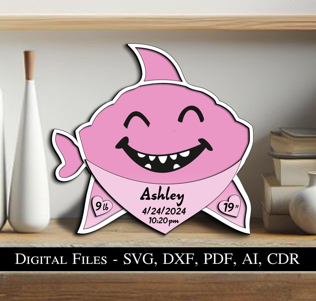 Shark Sharky Newborn Baby Birth Announcement Sign Board Gift Present ...