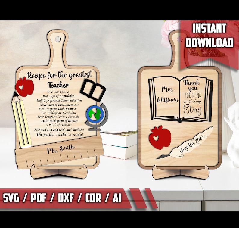 The Perfect Teacher Recipe SVG File, Teacher Cutting Board Instant ...