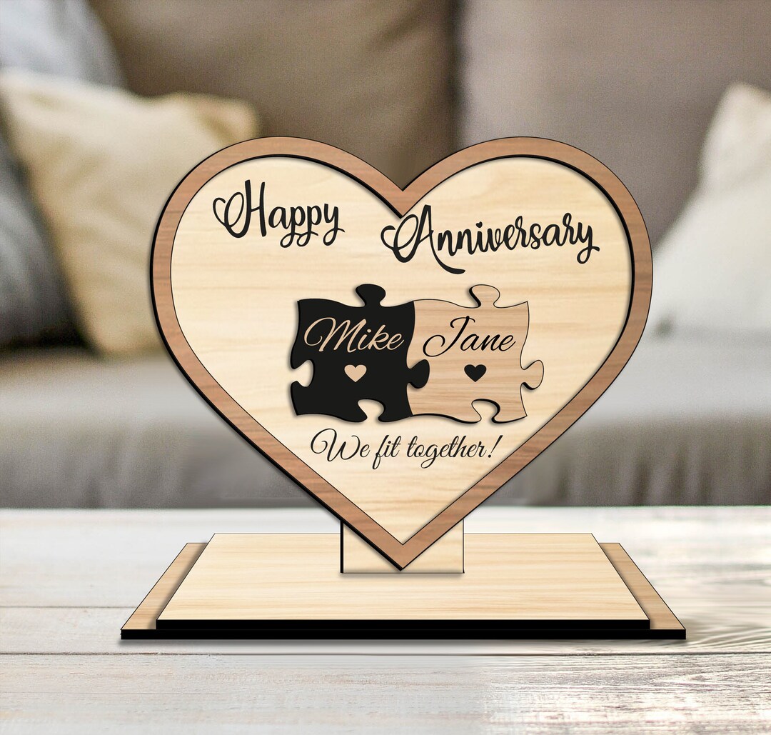 Love Heart Puzzle Anniversary Sign Laser SVG Glowforge Puzzle Sign Gift ...